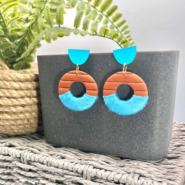 Turquoise Trellis Funky Hoop - Folksy