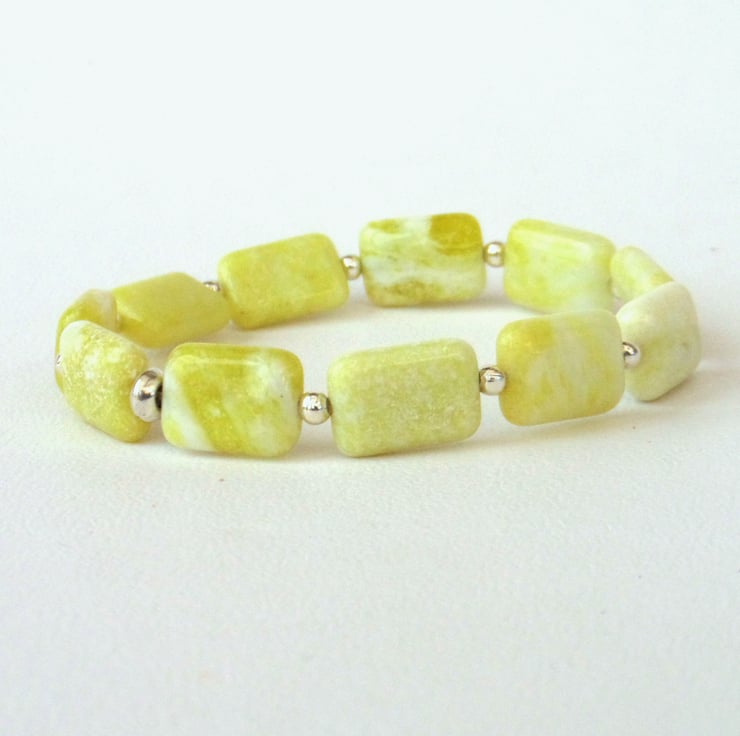 Lemon jasper stretchy bracelet - Folksy