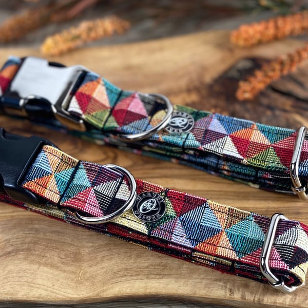 Harlequin dog collar Medium 12”-17” 20mm Width - Folksy