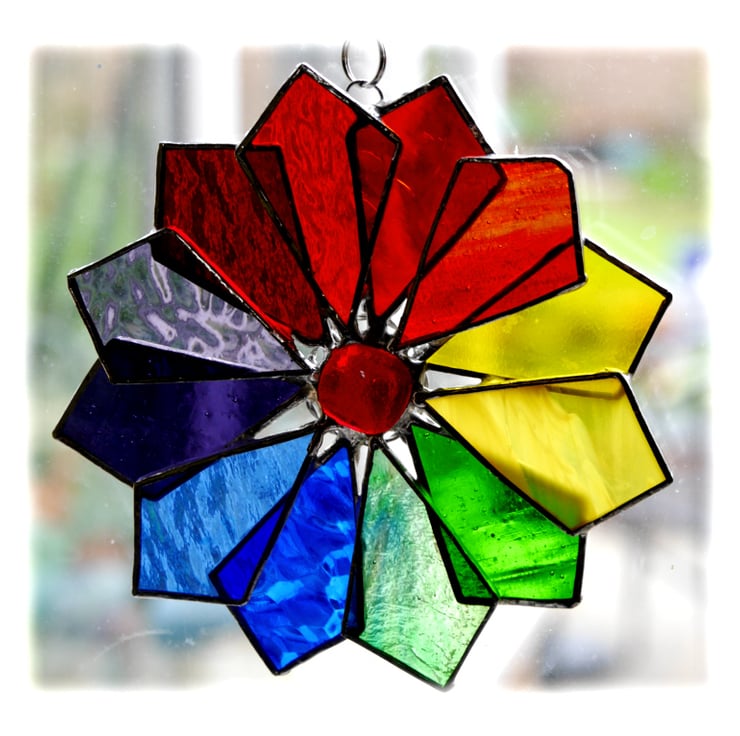 RESERVED for JOAN Rainbow Windmill Stained Glas... - Folksy