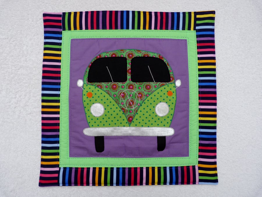 Applique VW Camper Van Cushion Cover in Purple ... - Folksy