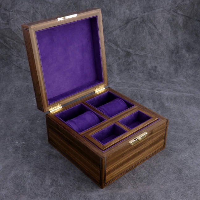 Watch box for 2 Watches & Cuff Links in Bla... - Folksy