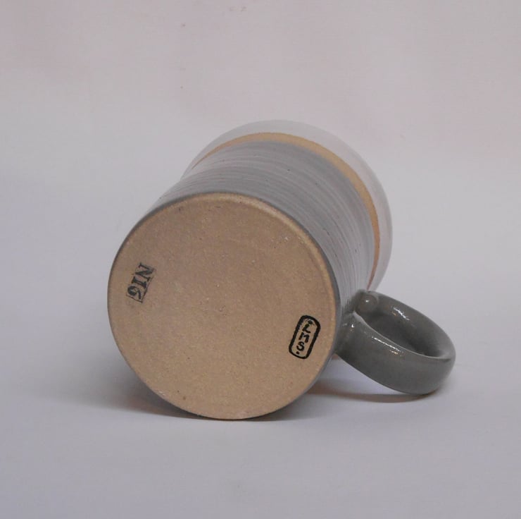 Mug Mid Grey Striped Stoneware Ceramic. - Folksy