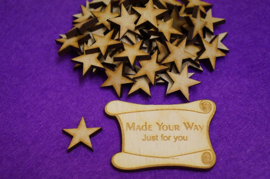 MDF Star 2cm - 100 x Laser cut wooden shape - Folksy