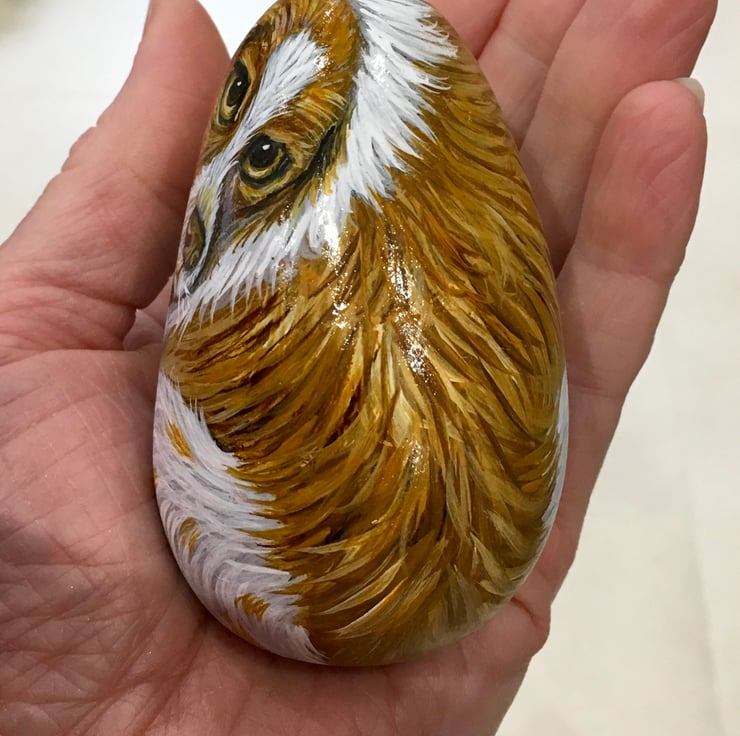Dog painted pebble garden rock art pet Portrait... - Folksy