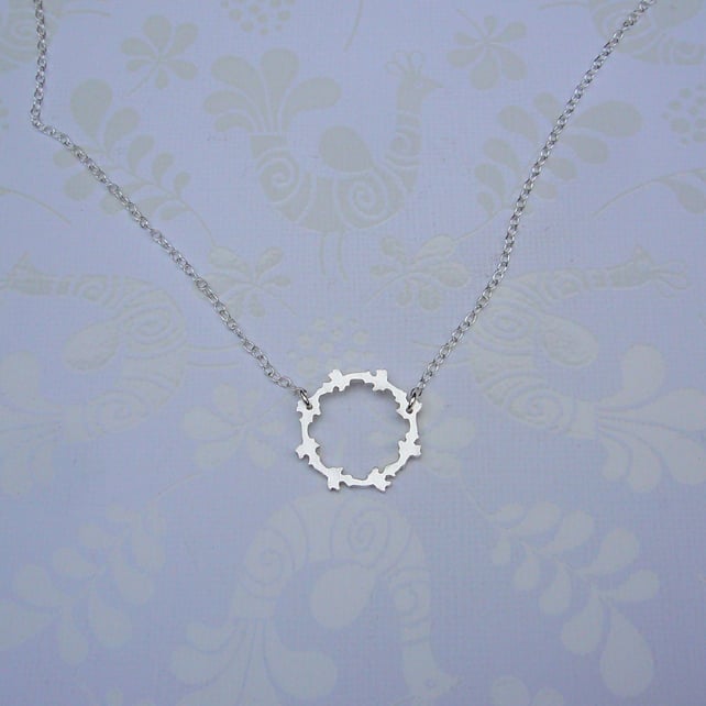 Sterling silver round necklace, geometric jewel... - Folksy