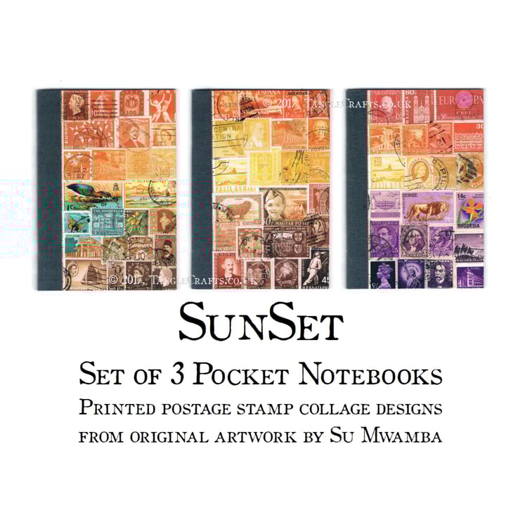 Sunset Notebook Set - Postage Stamp Art Print, ... - Folksy