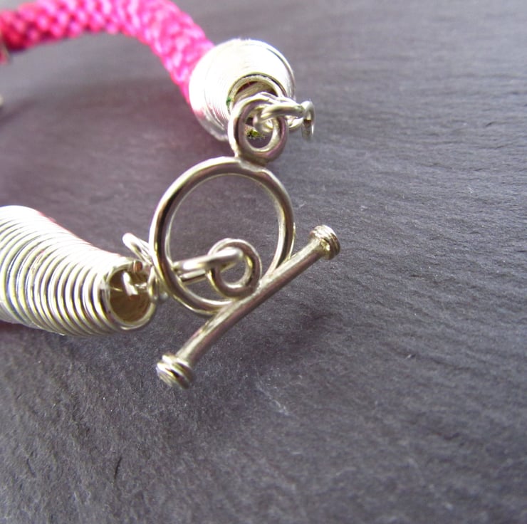 Pink Kumihimo Charm Bracelet, Pink Charm Bracel... - Folksy