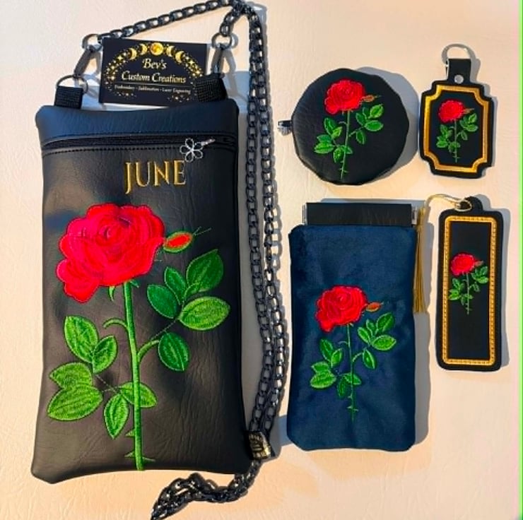 June Birth Flower Gift Set - Embroidered Bundle - Folksy