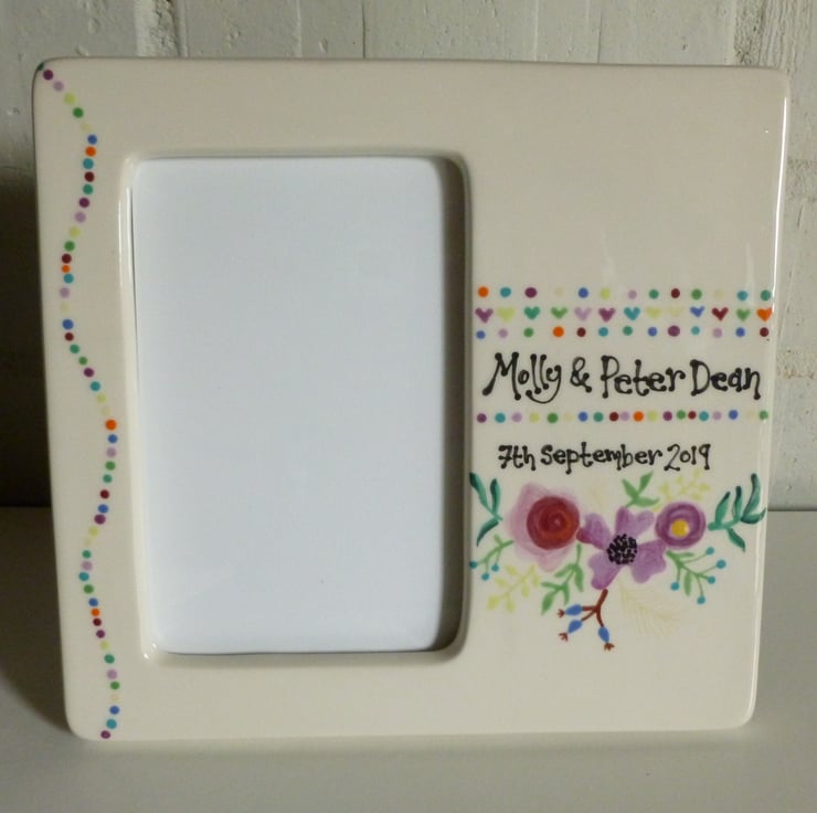 Personalised Ceramic Wedding Photo frame - Folksy