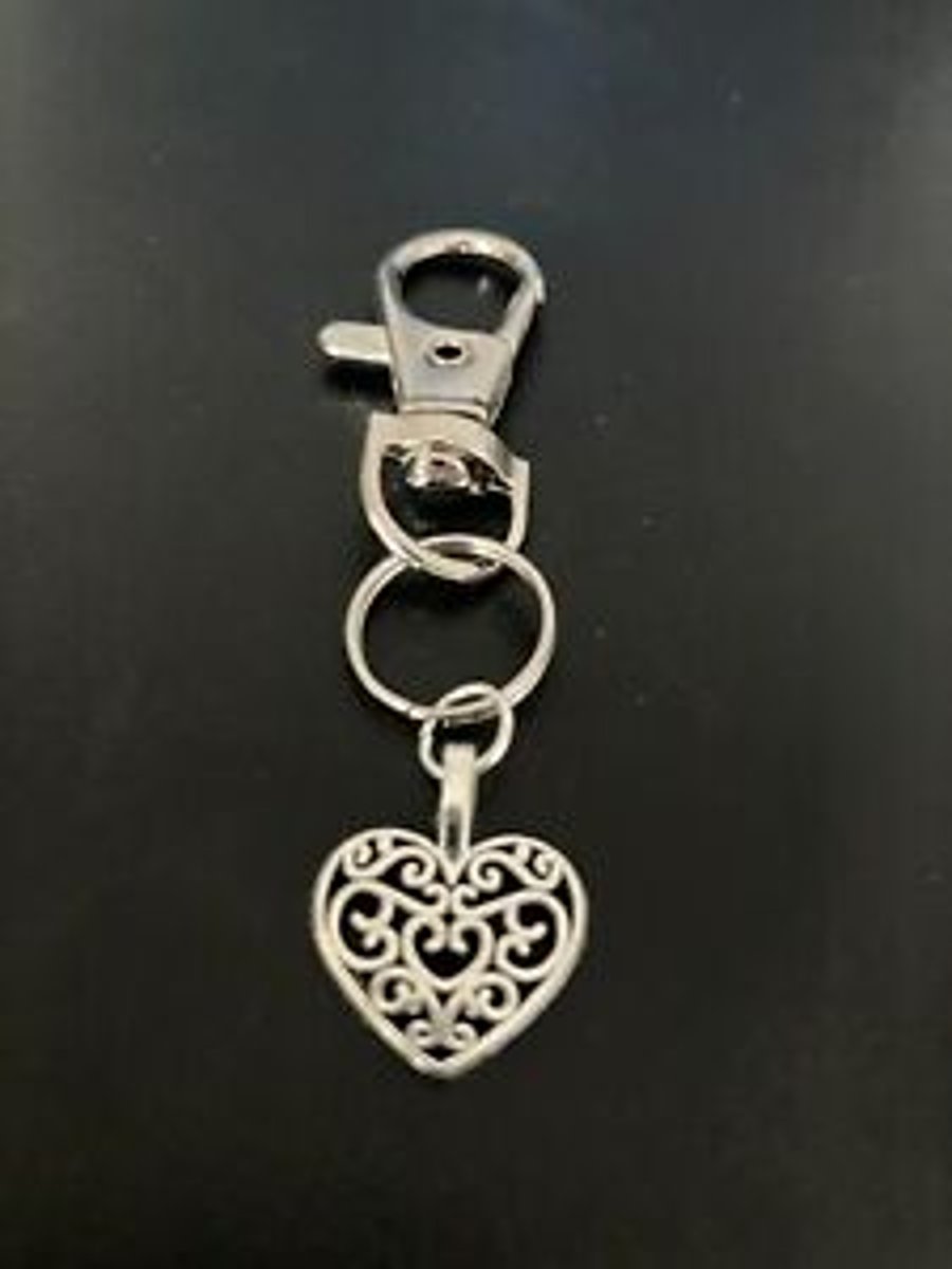 filigree heart keyring bag charm zip puller swi... - Folksy