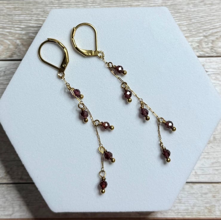 Heartfire Garnet grade AAA faceted drop earring... - Folksy