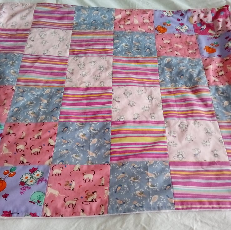 Pink Baby Patchwork Cot Blanket - Folksy