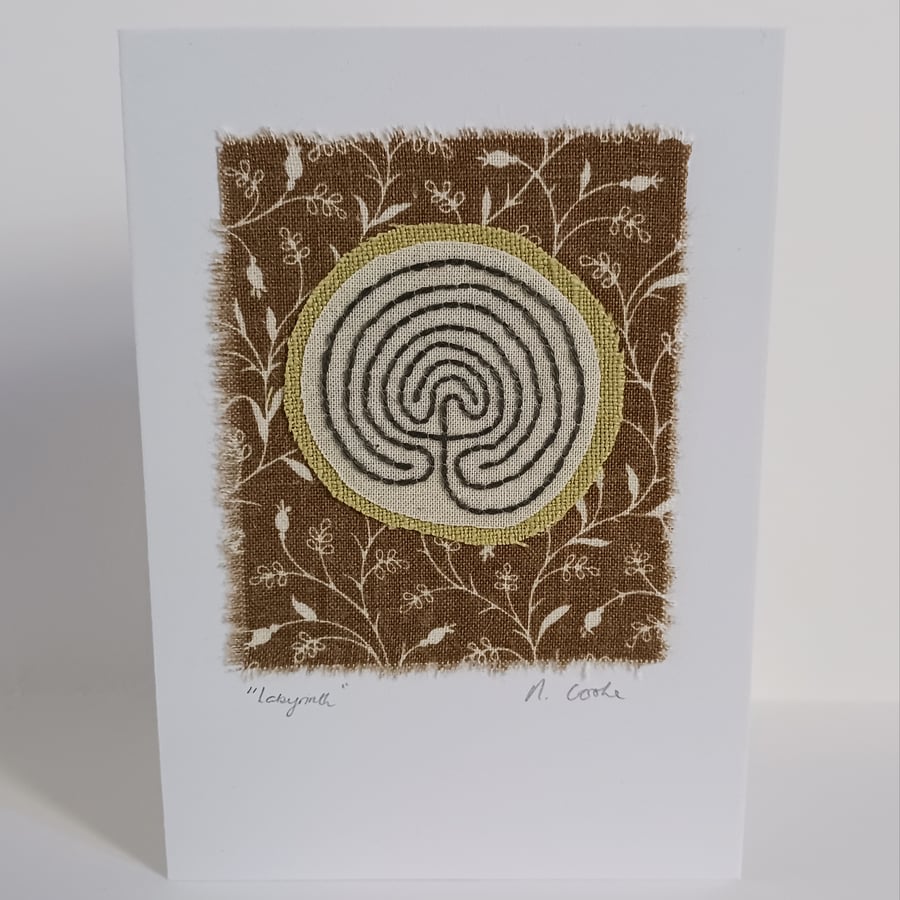 Labyrinth Textile Art Card - Folksy
