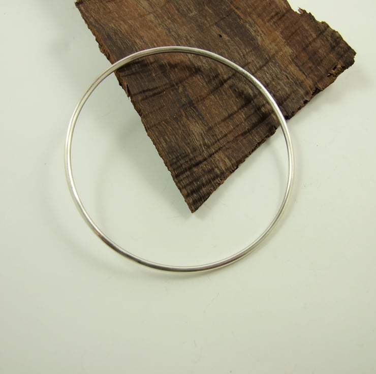 Sterling Silver Simple Hammered Bangle - Folksy