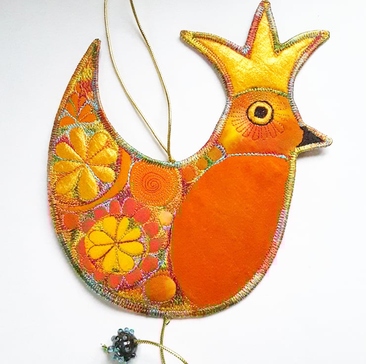 Christmas Robin with Gold Crown Hanging Decorat... - Folksy