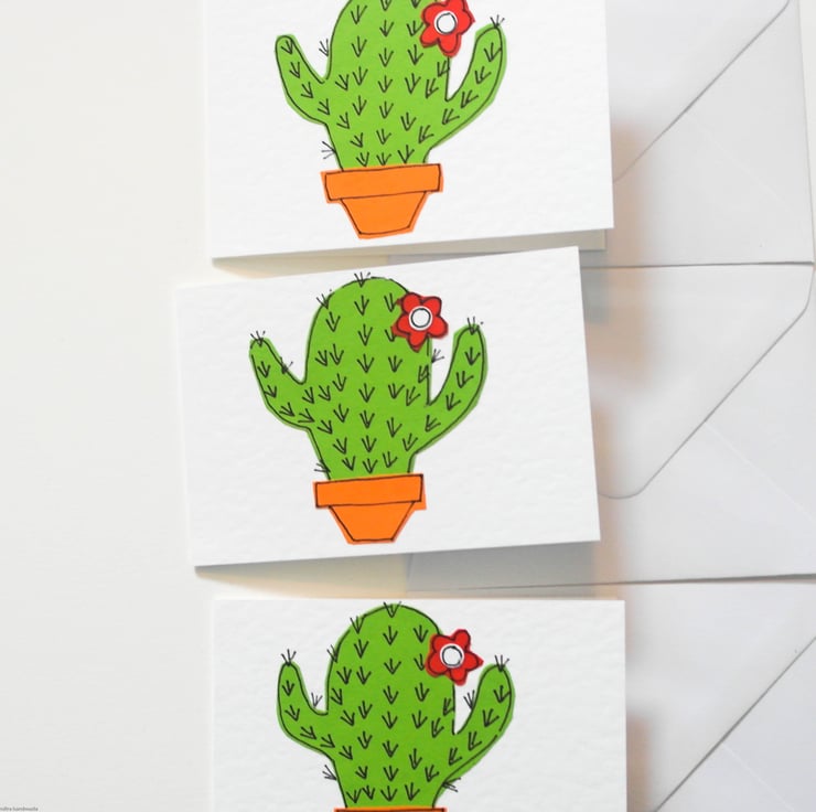 Note Cards Pack of 6, Cacti notecards Cards, Gr... - Folksy