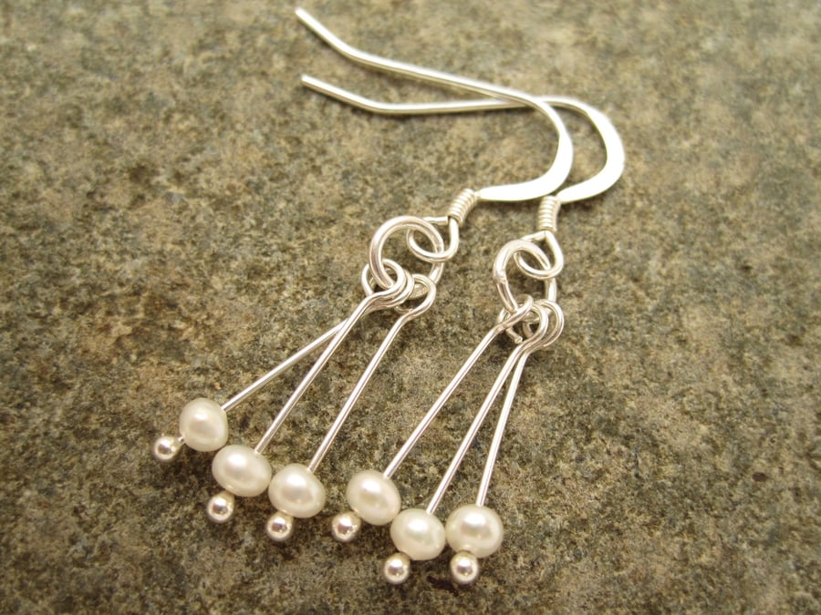 Rain Drop Silver Earrings , Rain Pearl Earrings... - Folksy