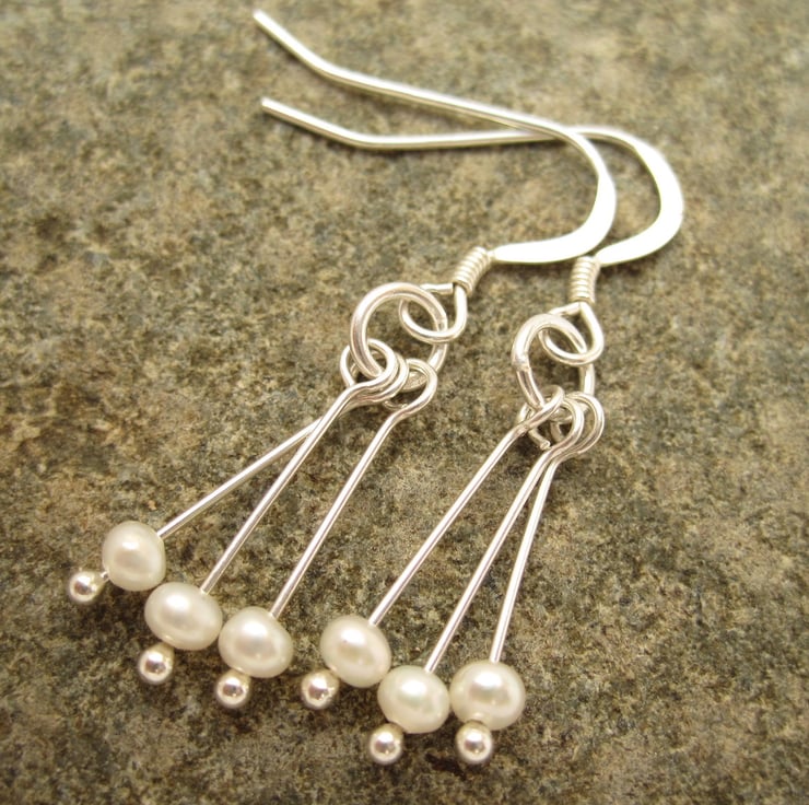 Rain Drop Silver Earrings , Rain Pearl Earrings... - Folksy