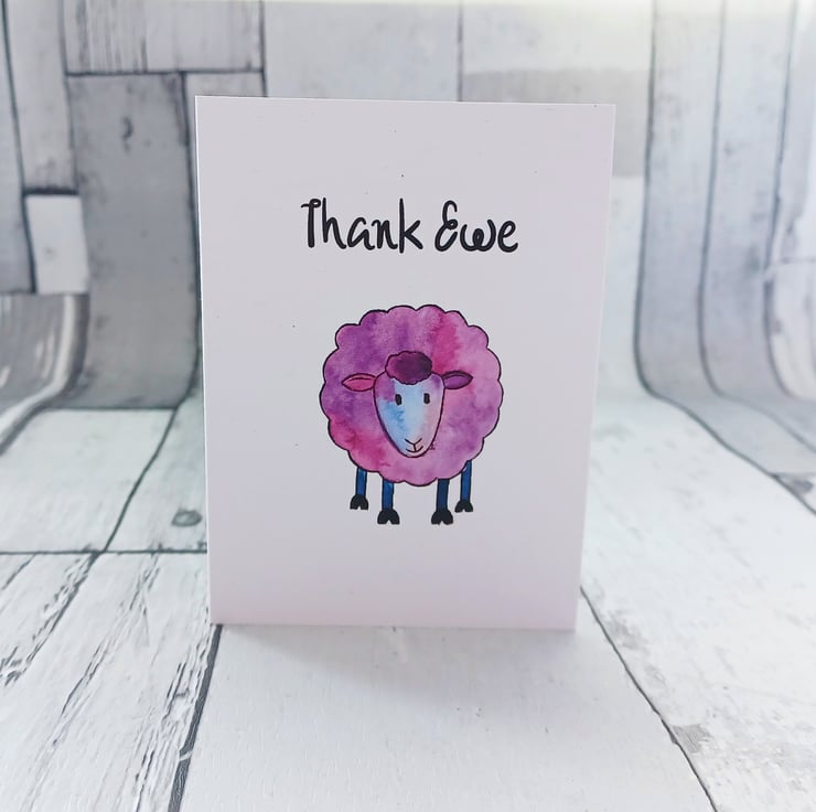 THANK YOU CARD, Thank Ewe Sheep card, 10 Pack. ... - Folksy