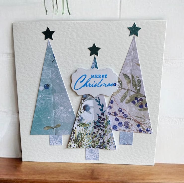 Set of 5 Contemporary Christmas Tree Cards. - Folksy