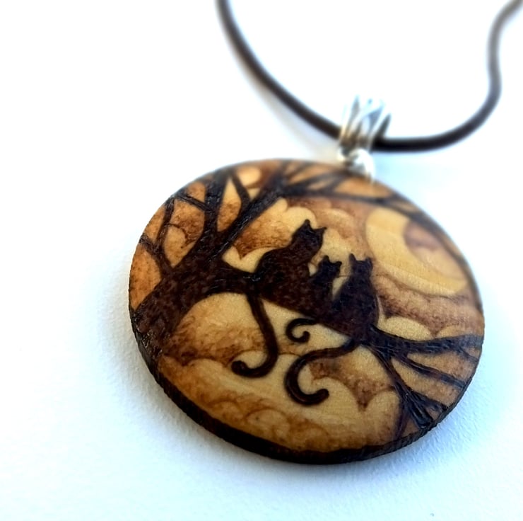 Feline Family Cats in a Tree Wooden Pyrography ... - Folksy