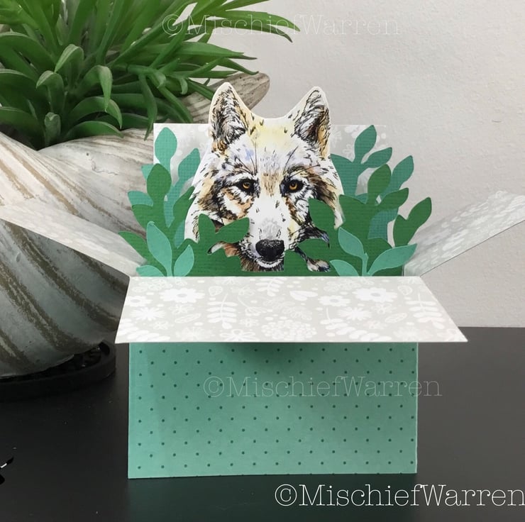 White Wolf 3D Box Card. Blank or personalised. ... - Folksy