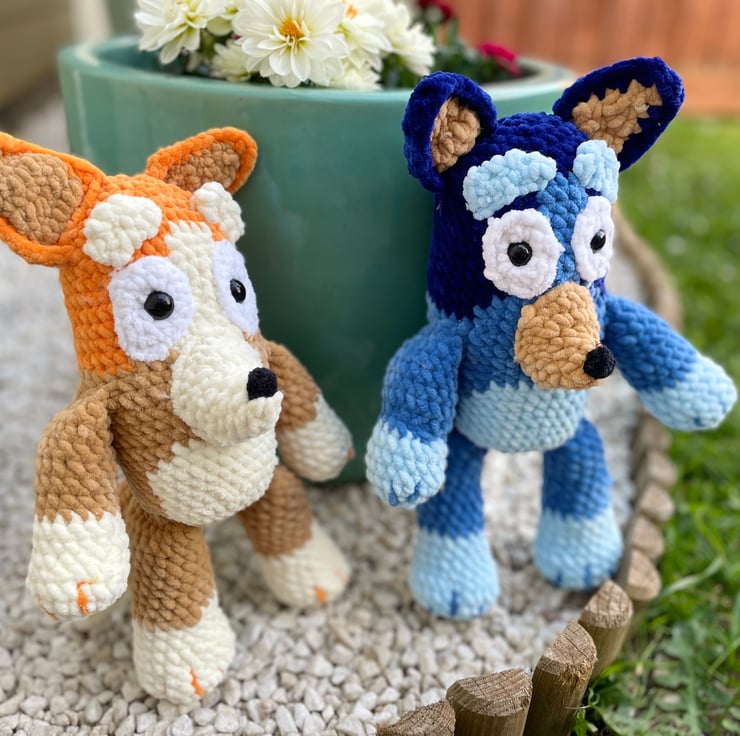 Bingo and bluey crochet teddies - Folksy