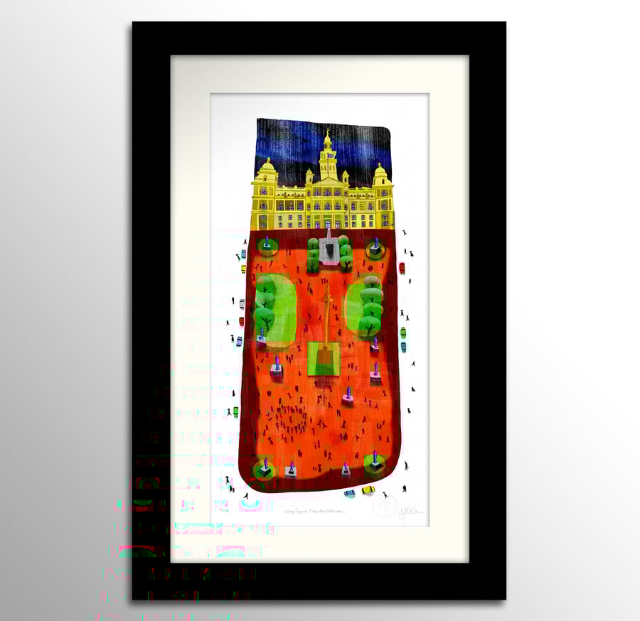 George Square, Saturday Afternoon. Large, framed - Folksy