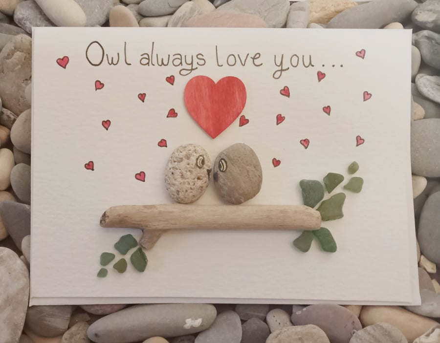 Owl always love you, Valentines day pebble art ... - Folksy