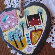 Slate Hanging Heart..Original painting of a lan... - Folksy