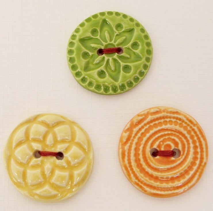 Set of three large ceramic buttons - Folksy