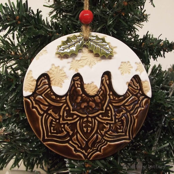 Ceramic Christmas pudding decoration Xmas decor... - Folksy