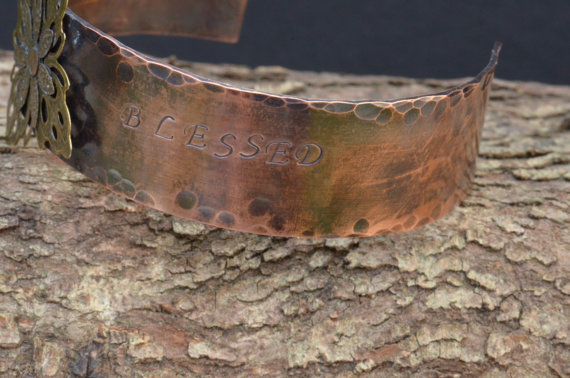 Blessed Handmade Hand Stamped Oxidised Hammered... - Folksy