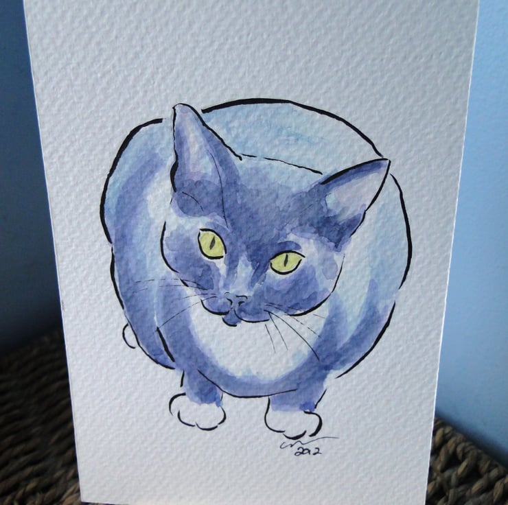 OSWOA Cat Watch Original Watercolour & Ink... - Folksy