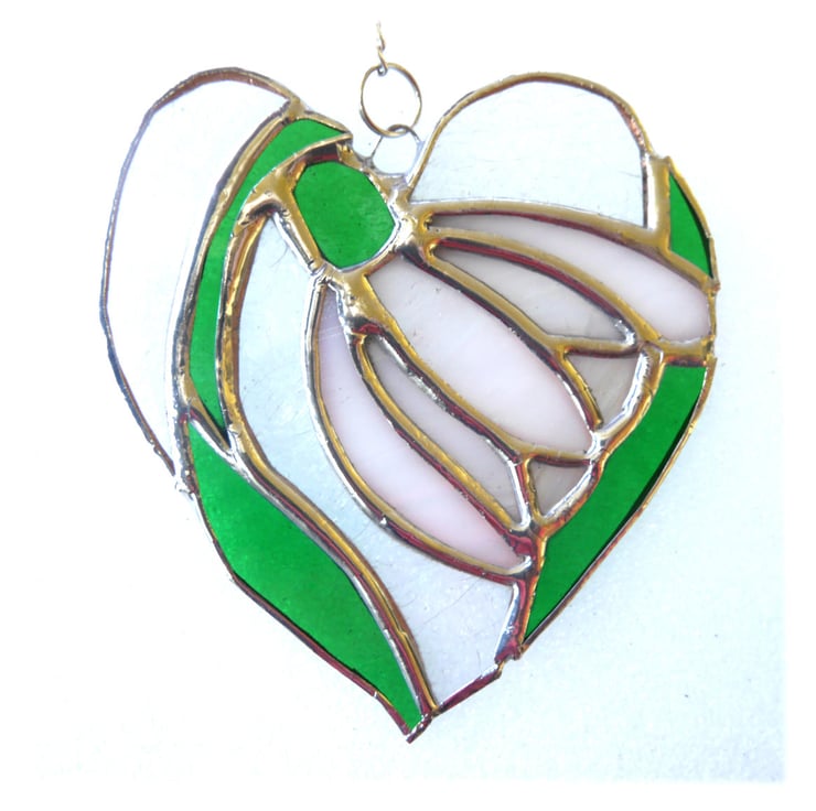 Snowdrops Heart Suncatcher Stained Glass 012 - Folksy