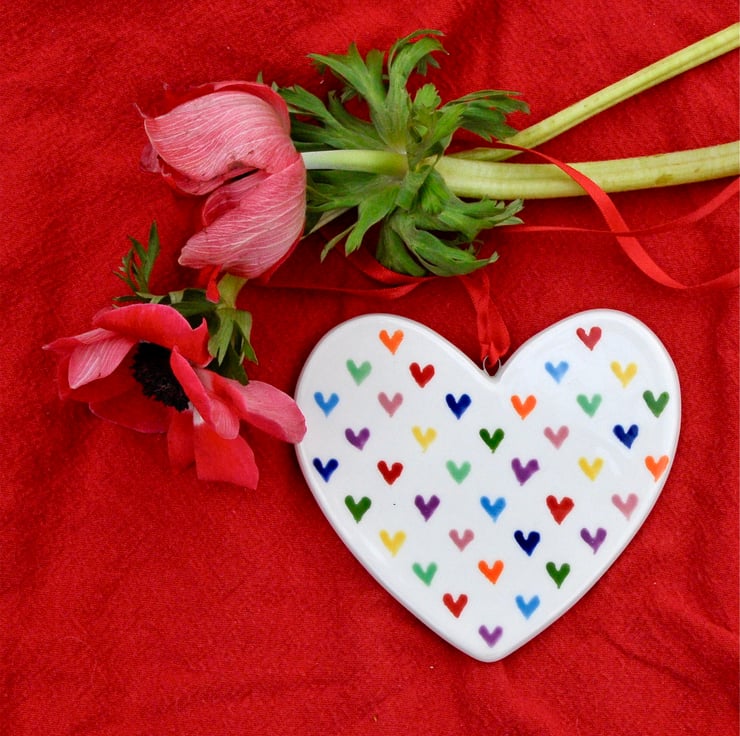 Love Hearts Heart Hanging Decoration - Hand Pai... - Folksy
