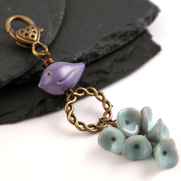 Purple Bird Bag Charm - Folksy