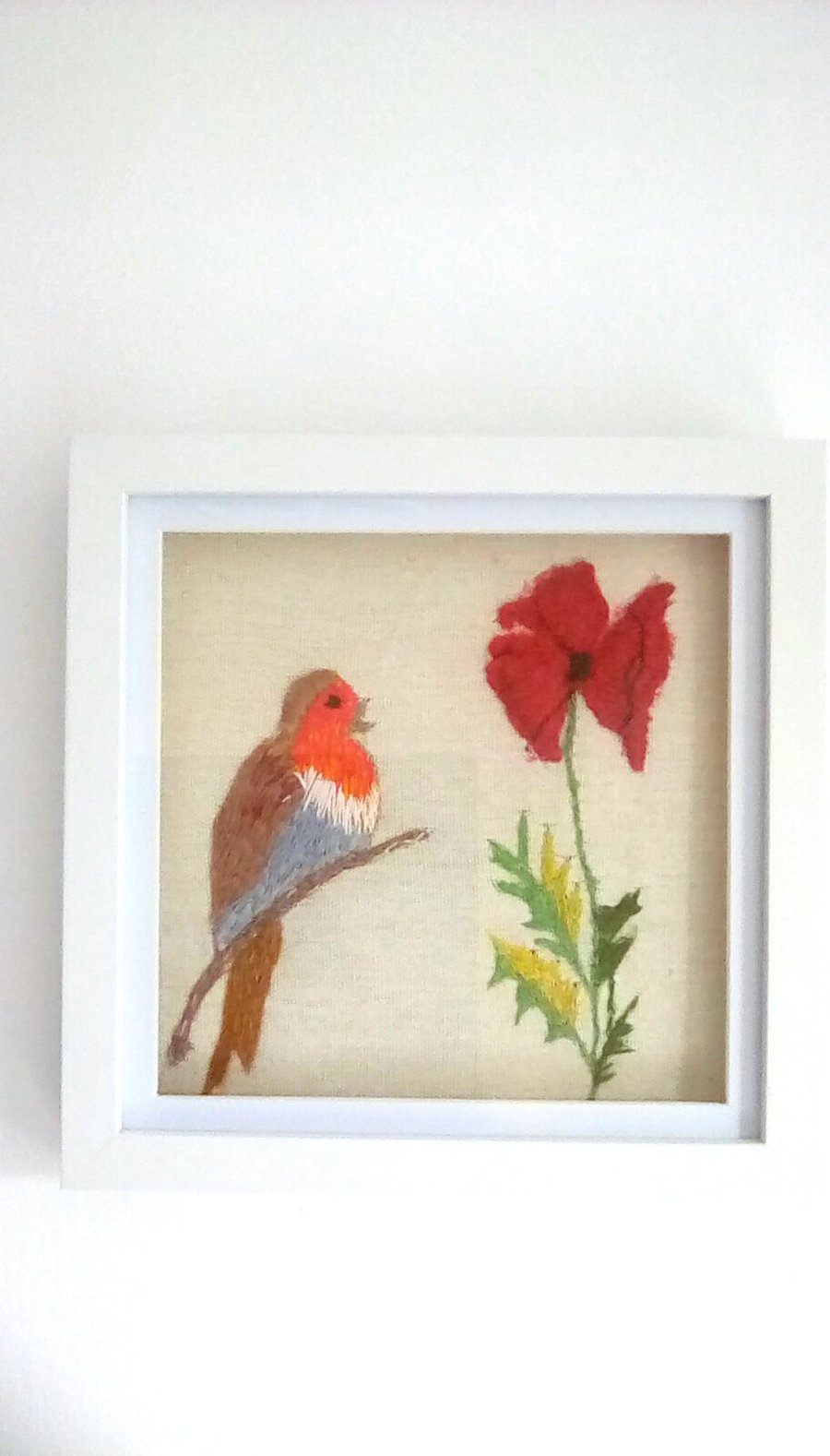Embroidered Robin Decoration, Robin Decor, Popp... - Folksy