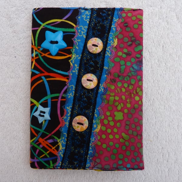 A6 Crazy Patchwork Book Cover with Lined Notebo... - Folksy