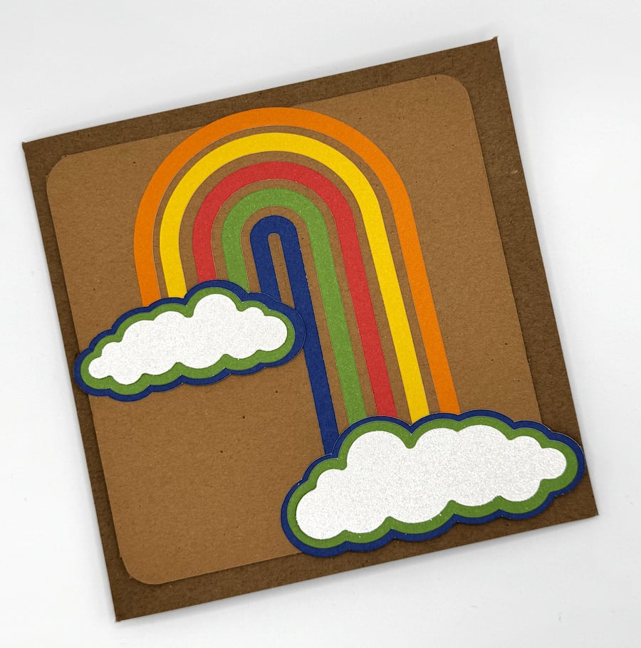 Rainbow Glitter Card - Folksy