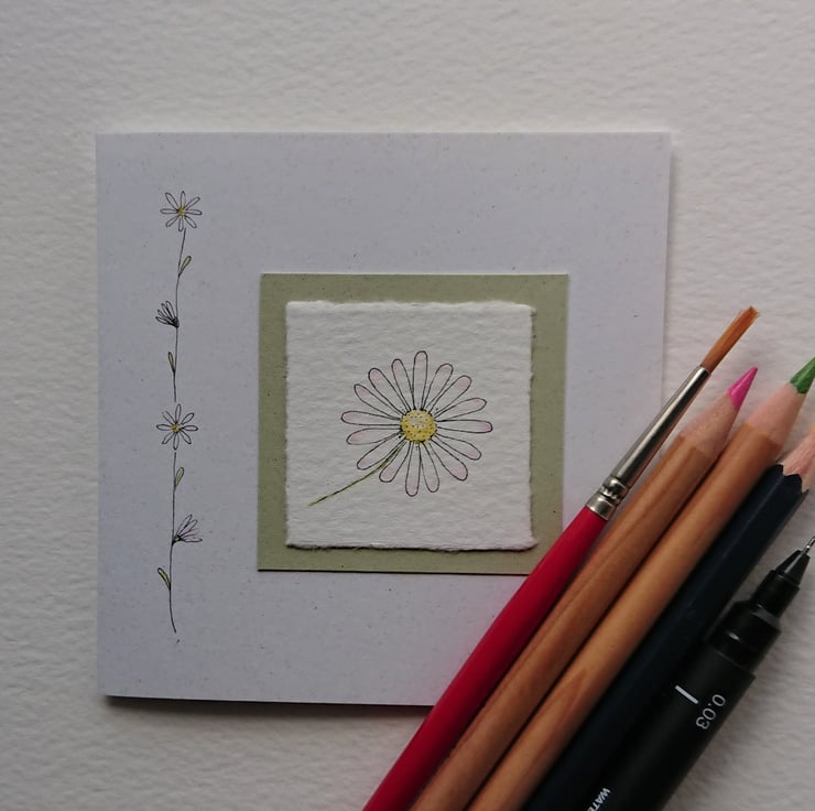 Daisy chain card - original hand painted design... - Folksy