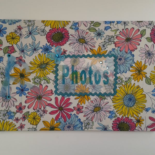 A4 fabric covered album blue floral (2) - Folksy