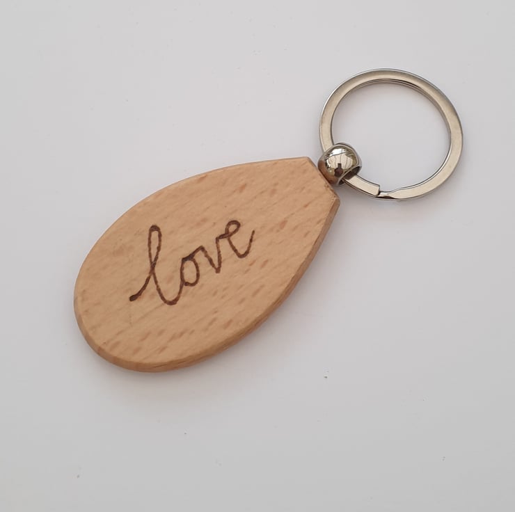 Flower keyring, Red rose wooden pyrography key... - Folksy