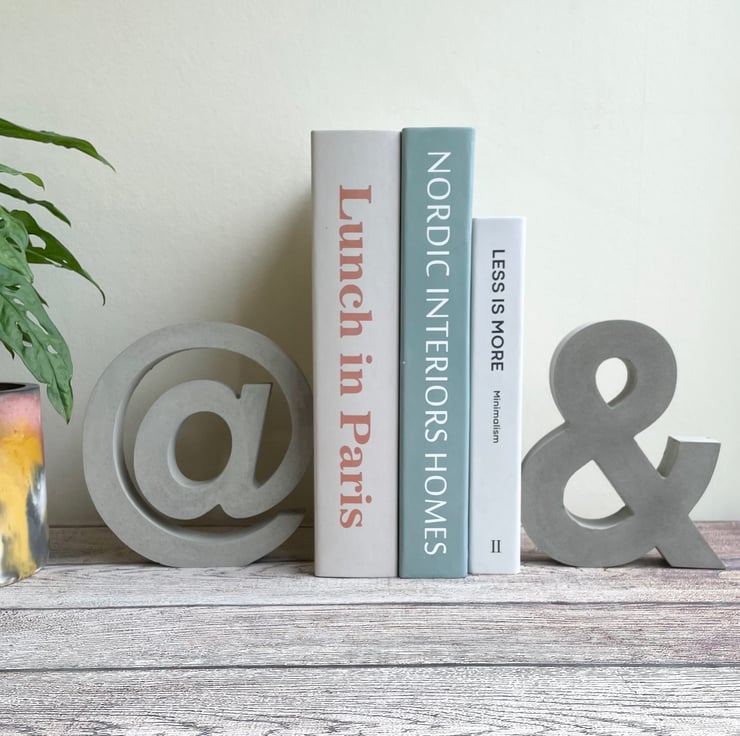 Large Concrete symbol bookends - Folksy