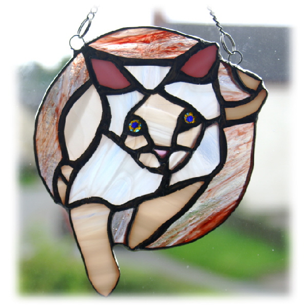 Siamese Cat Suncatcher Stained Glass Apricot - Folksy