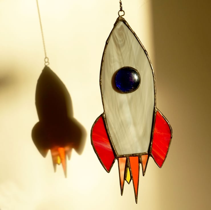 Rocket Suncatcher - Sci Fi Fans Stained Glass ... - Folksy