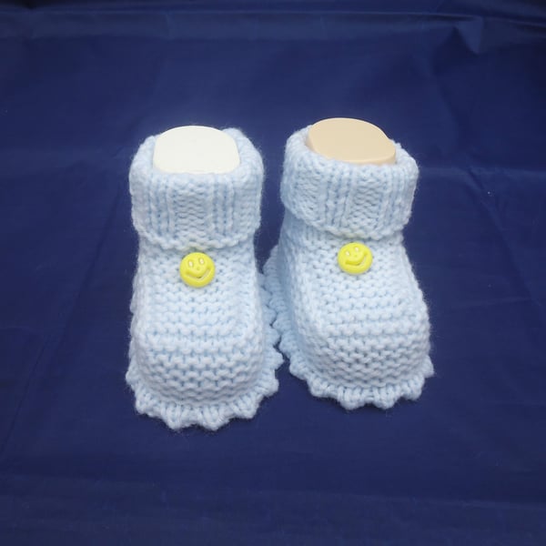 Cute Baby Booties, Hand Knit Baby Booties in Blue - Folksy