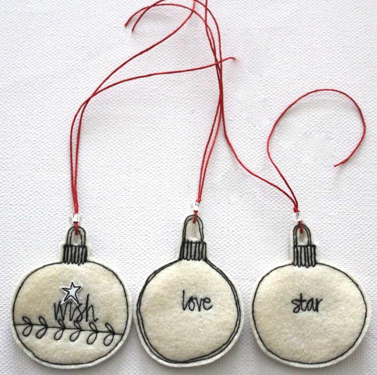 Felt Bauble Parcel Toppers - Pack of 3 - Folksy