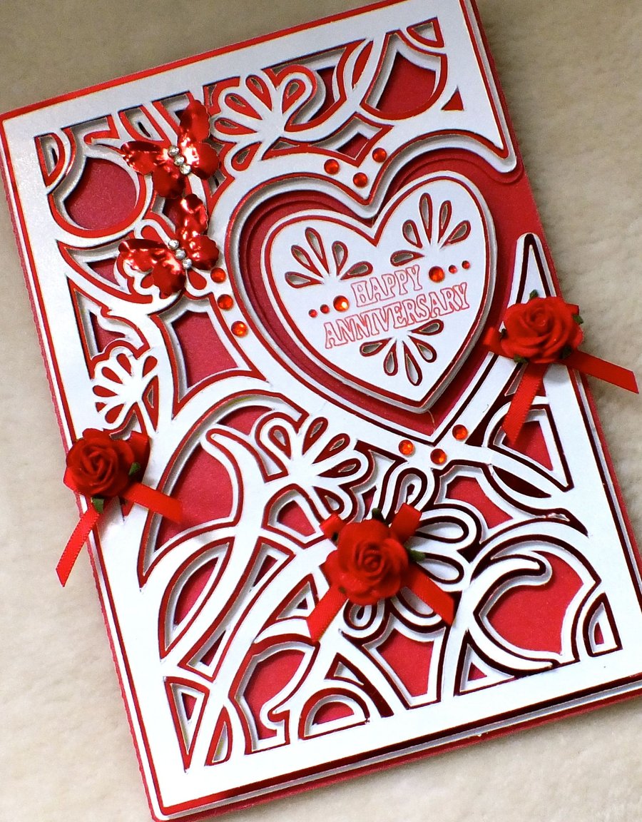 Luxury Handmade Anniversary Swivel Card - Folksy